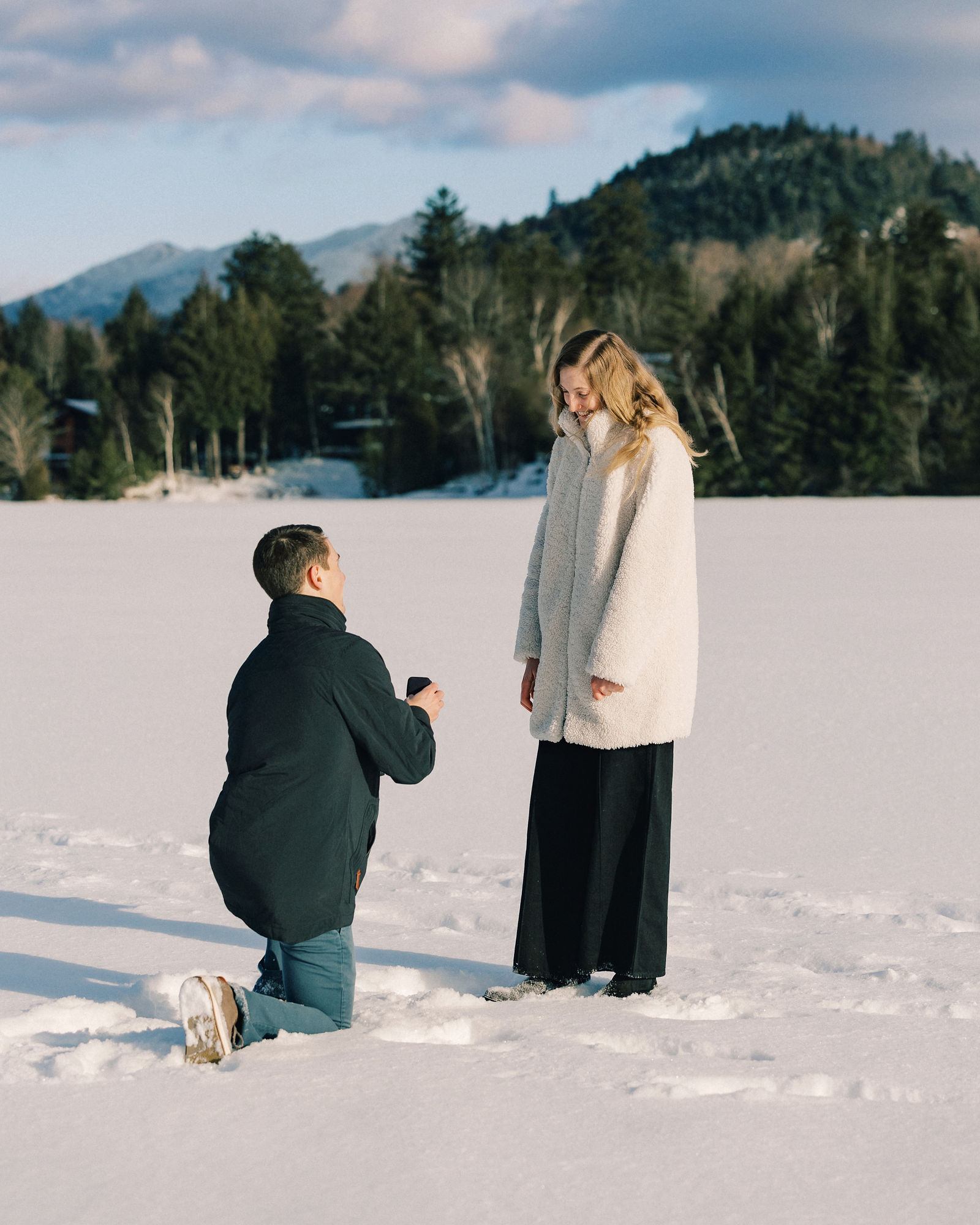 Carl + Riley's Winter Engagement Photography on Mirror Lake by Jordan ...