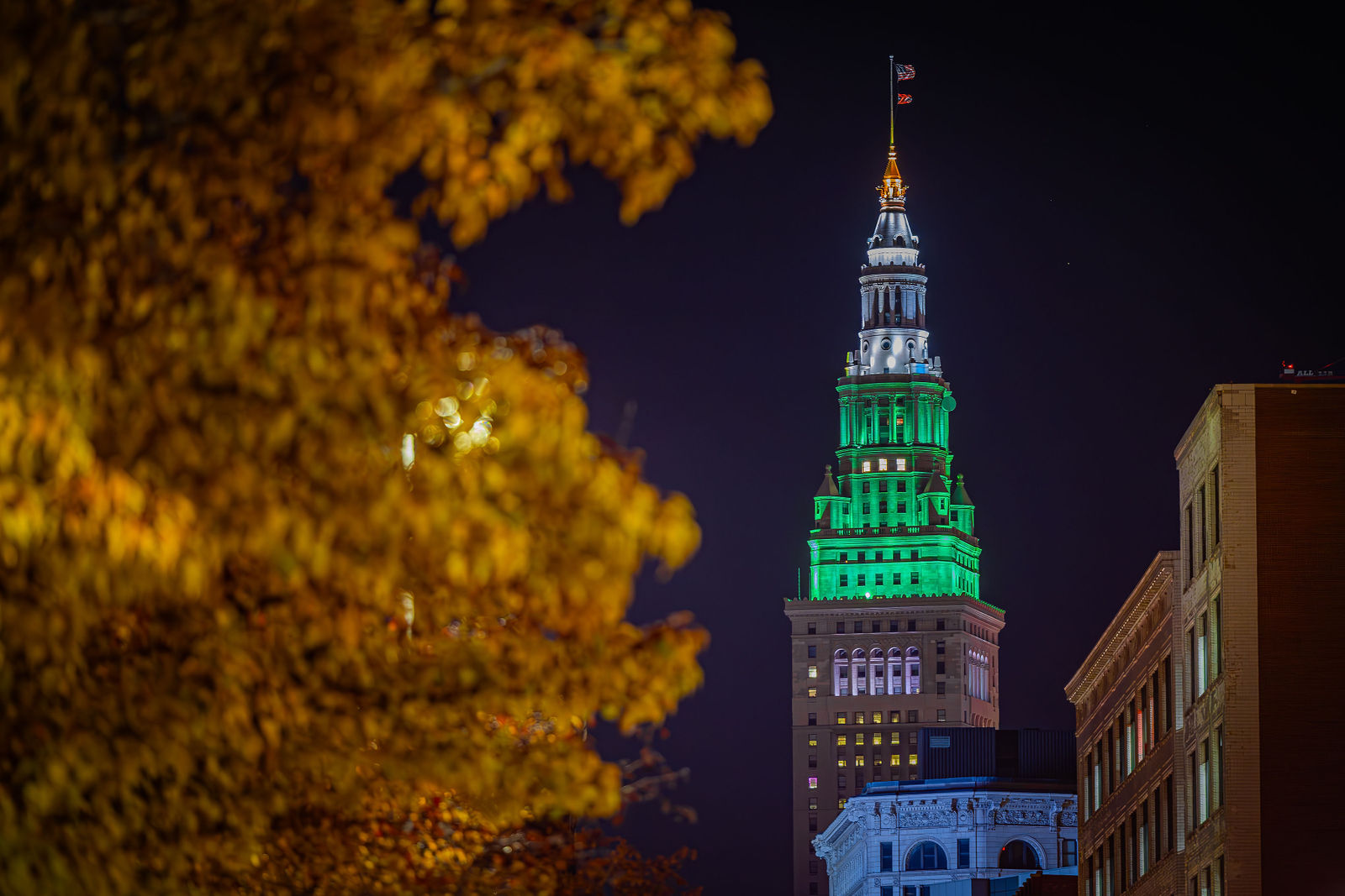 Terminal Tower In CSU Colors by BThomasHart Photography